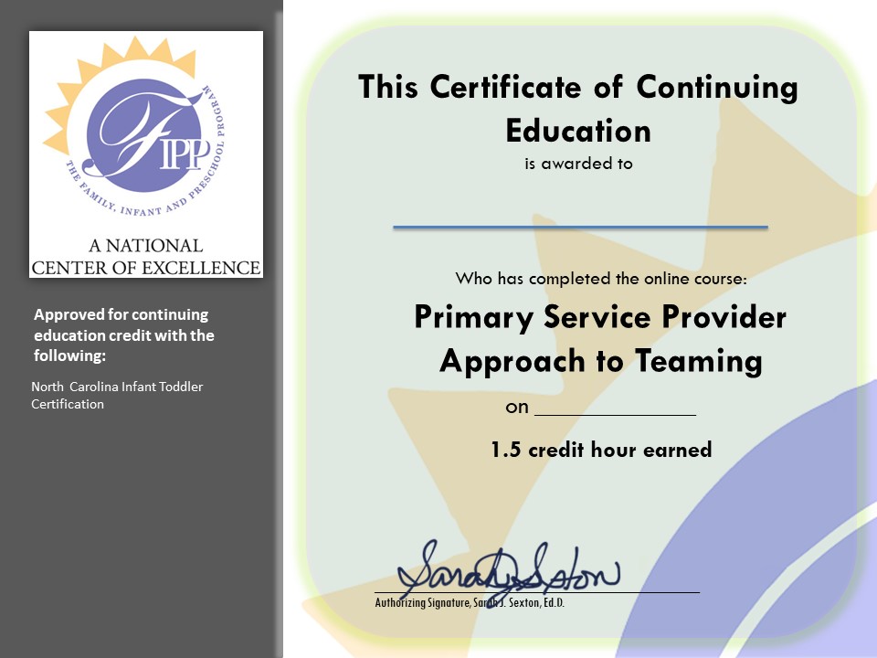 FIPPCASE- Early Intervention Series: Primary Service Provider Approach ...